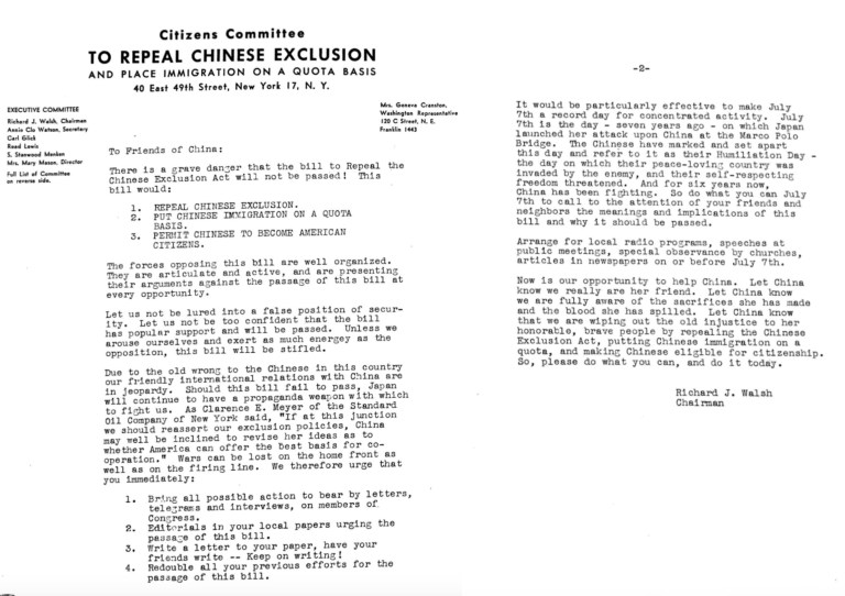 Pearl S. Buck and the Repeal of the Chinese Exclusion Act – China in WW2